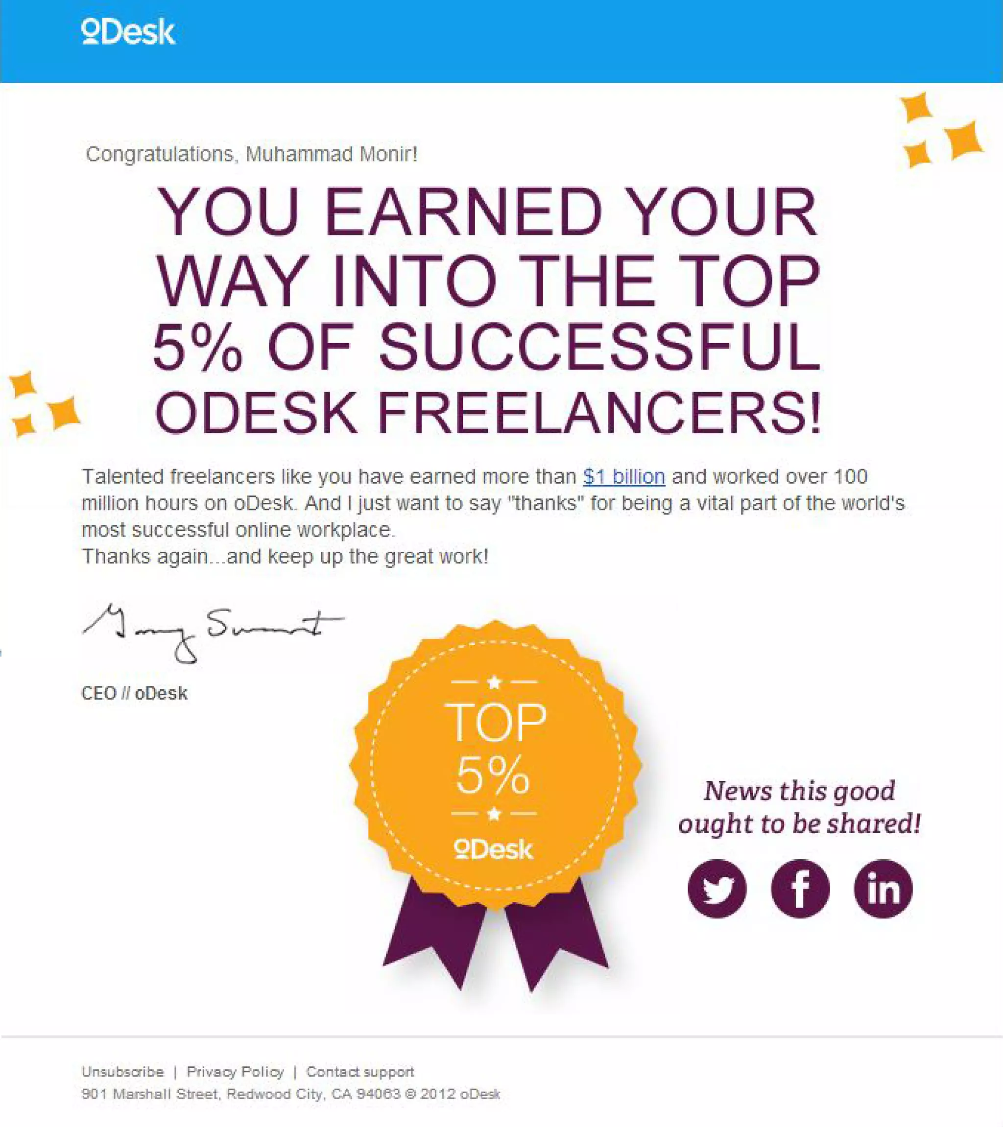 oDesk top 5% most talented and successful freelancer | PDF