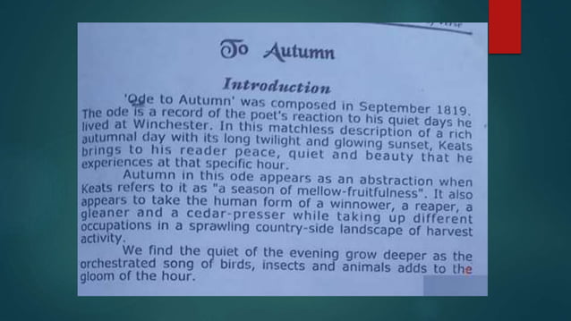 Ode to autumn BY john keats | PPTX
