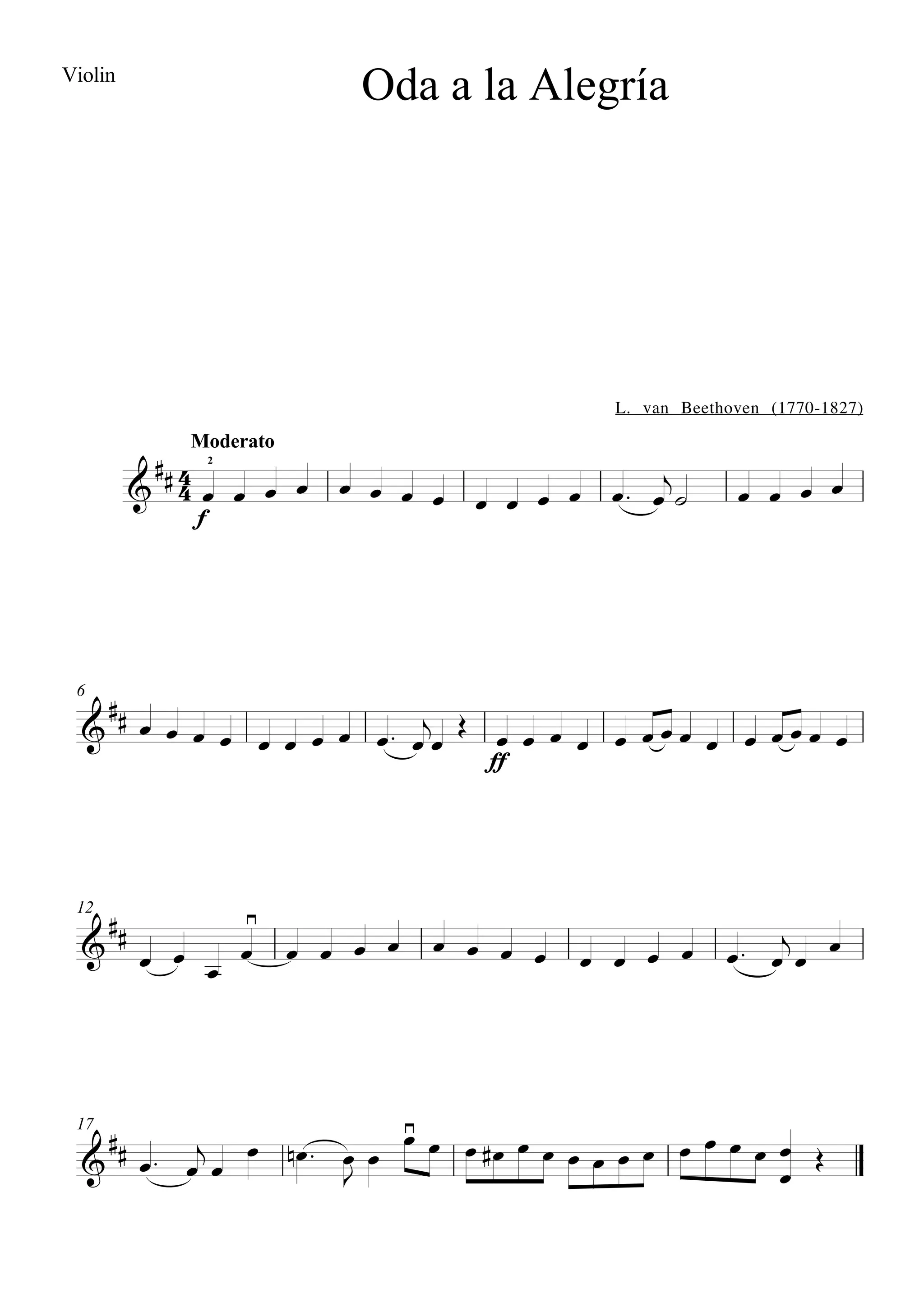Ode to joy (violin, piano), Himno de la Alegría | PDF