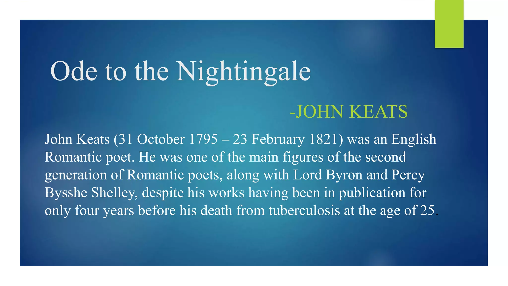 Ode to the nightingale | PPTX