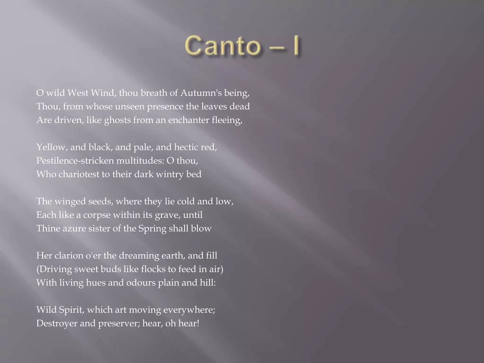 Ode to the west wind ppt | PPTX