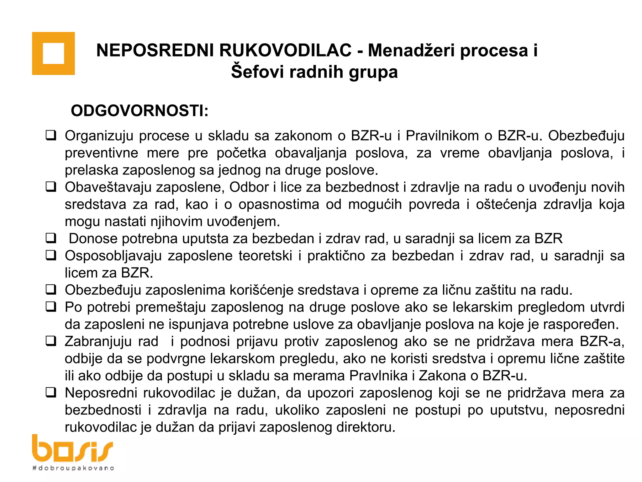 Odgovornosti rukovodilaca za BZR | PPTX