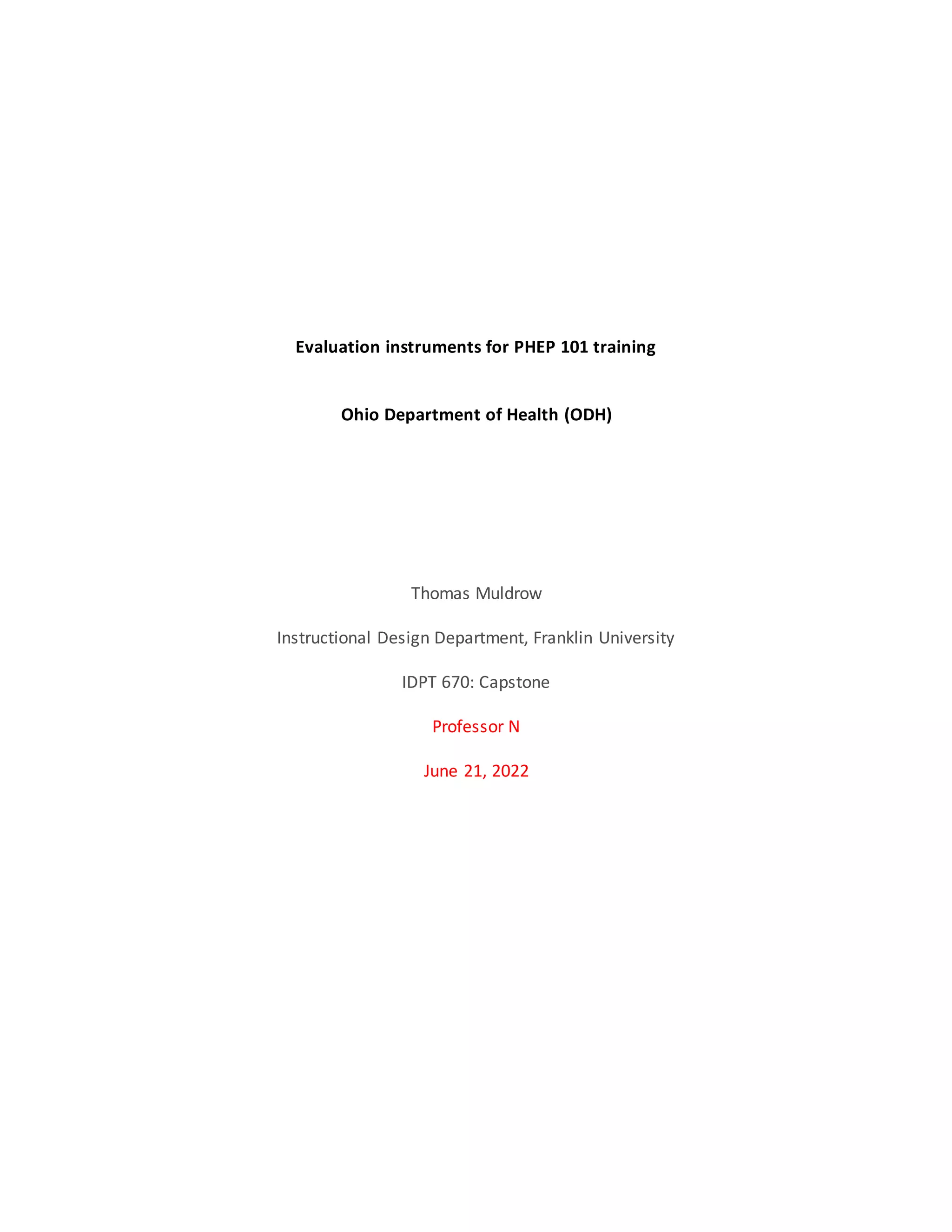 Evaluation Instruments - ODH Project | DOCX