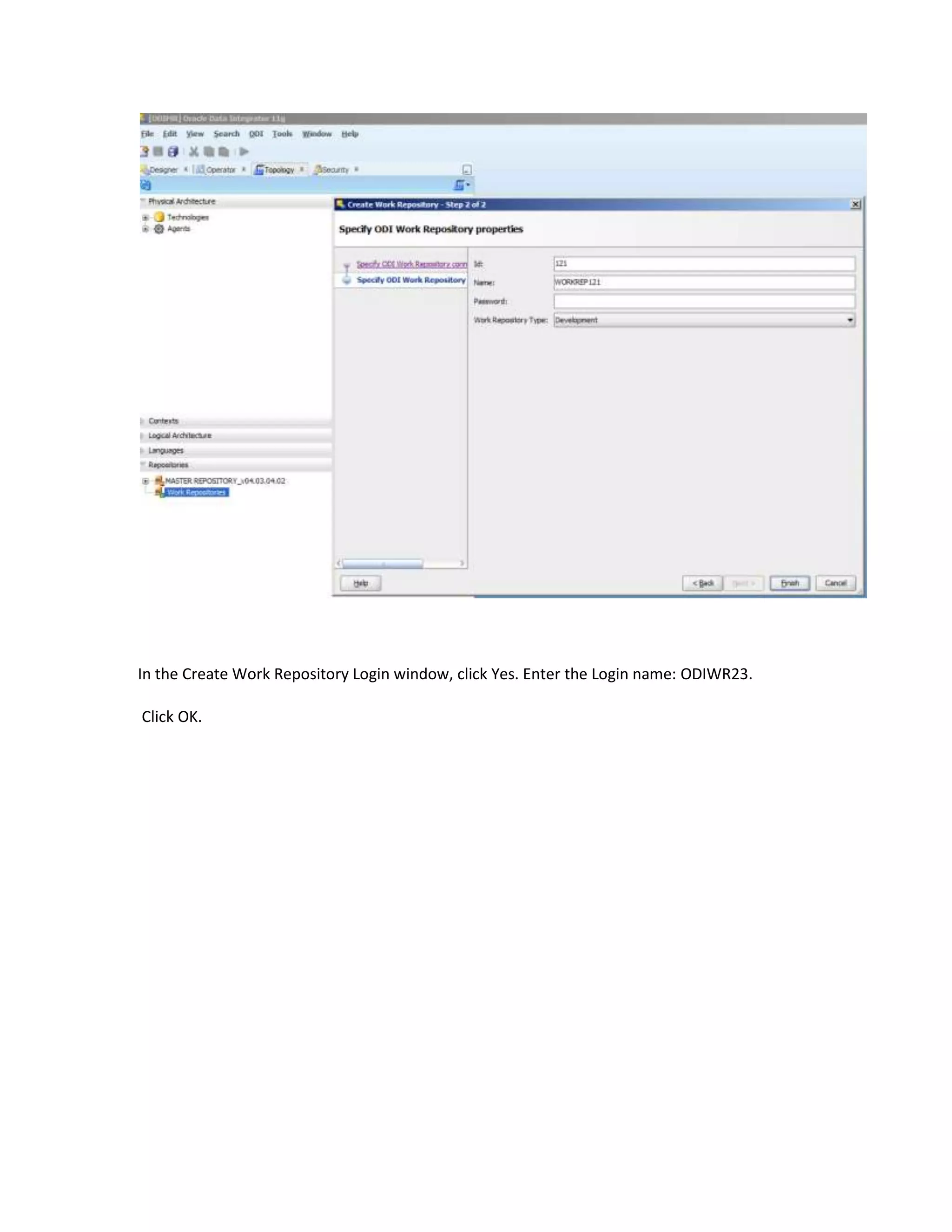 Odi 11g Master And Work Repository Creation Steps Docx Databases Computer Software And