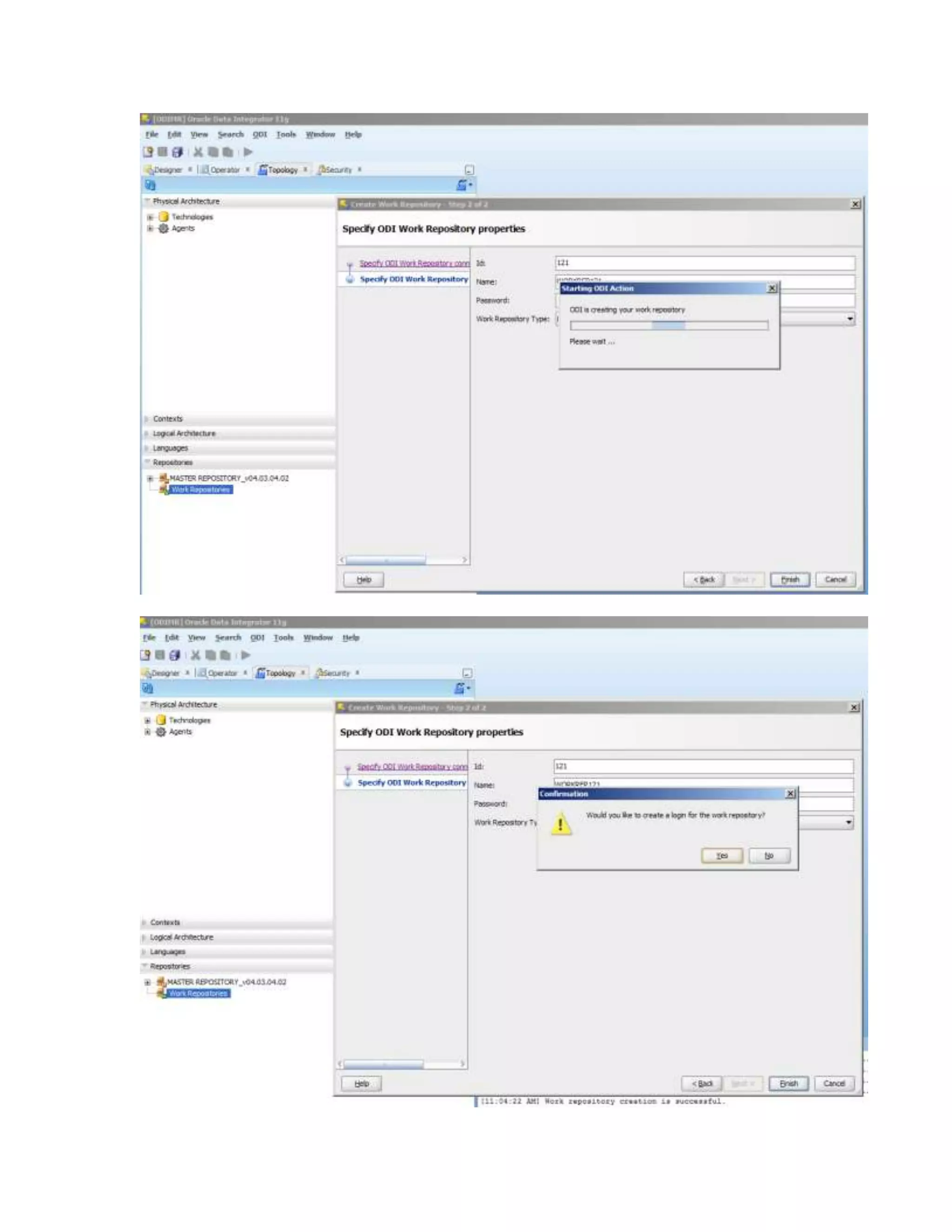 Odi 11g Master And Work Repository Creation Steps Docx Databases Computer Software And