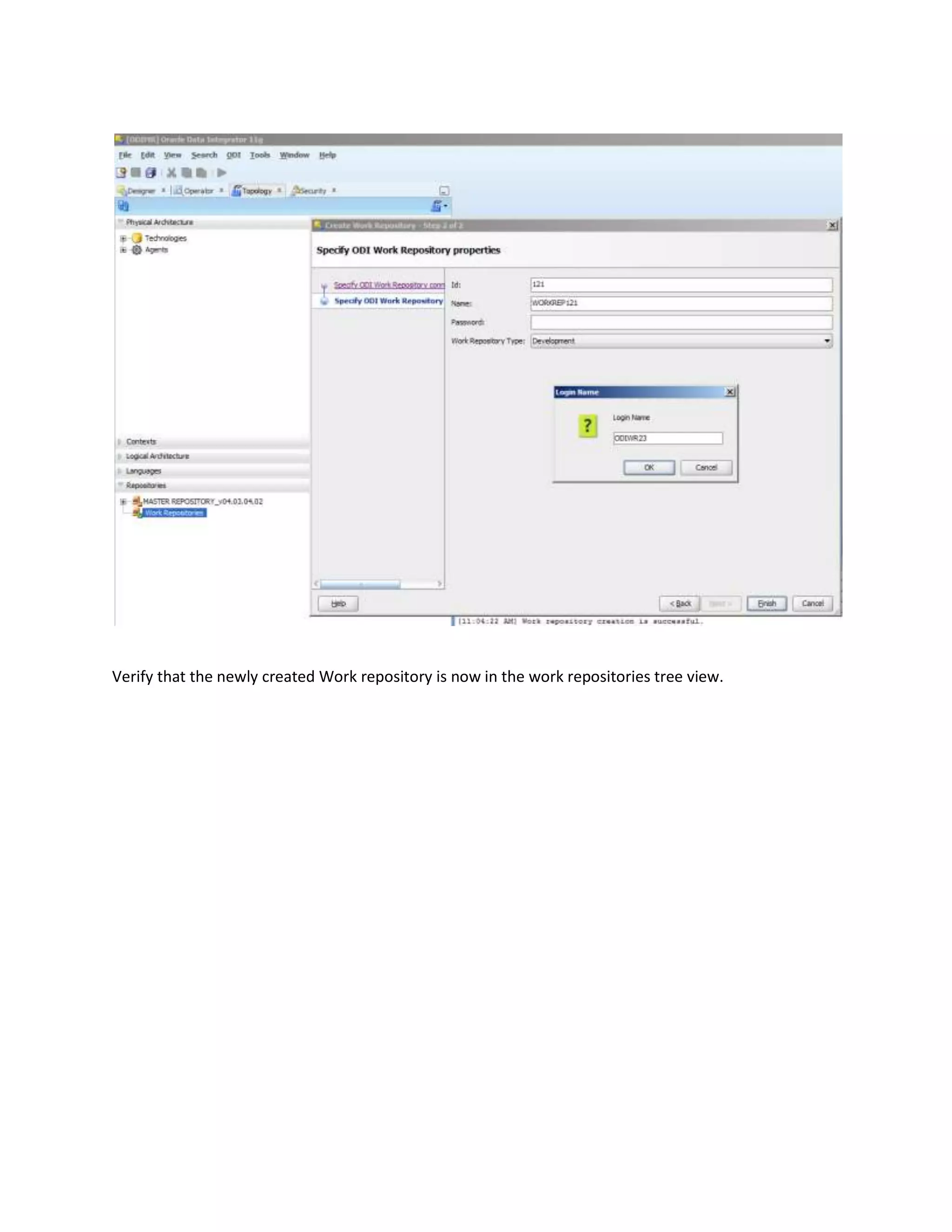 Odi 11g master and work repository creation steps | DOCX