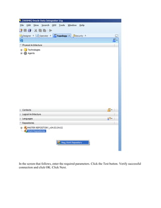Odi 11g master and work repository creation steps | DOCX | Databases | Computer Software and ...