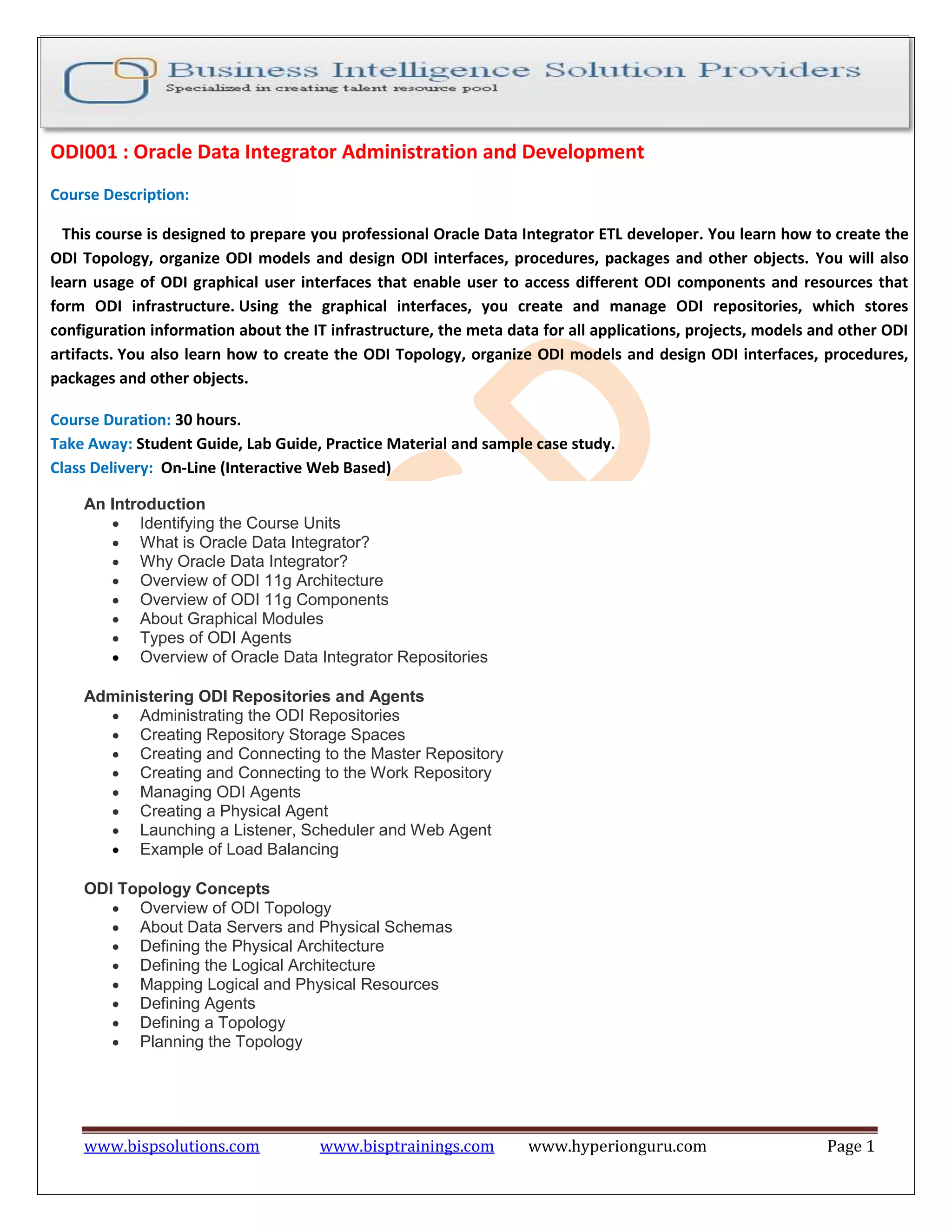 Odi course curriculumn | PDF