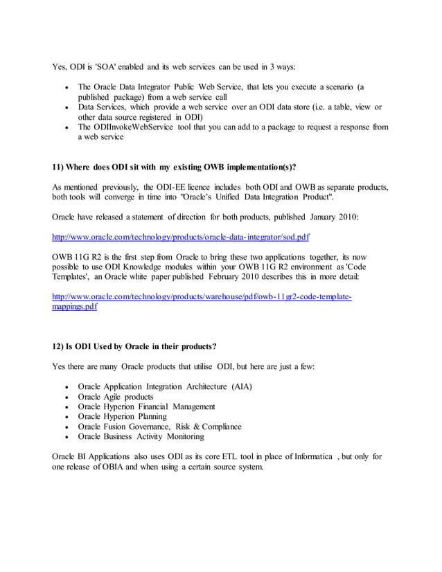 Odi interview questions | DOCX | Databases | Computer Software and Applications