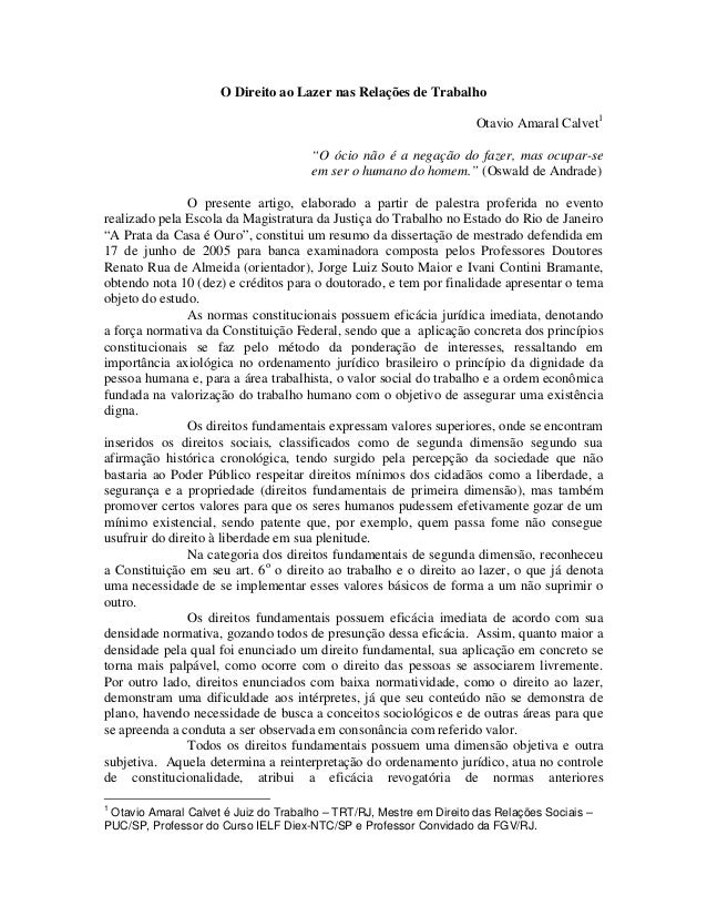 Estágio Ii O Direito Ao Lazer Nas Relações De Trabalho