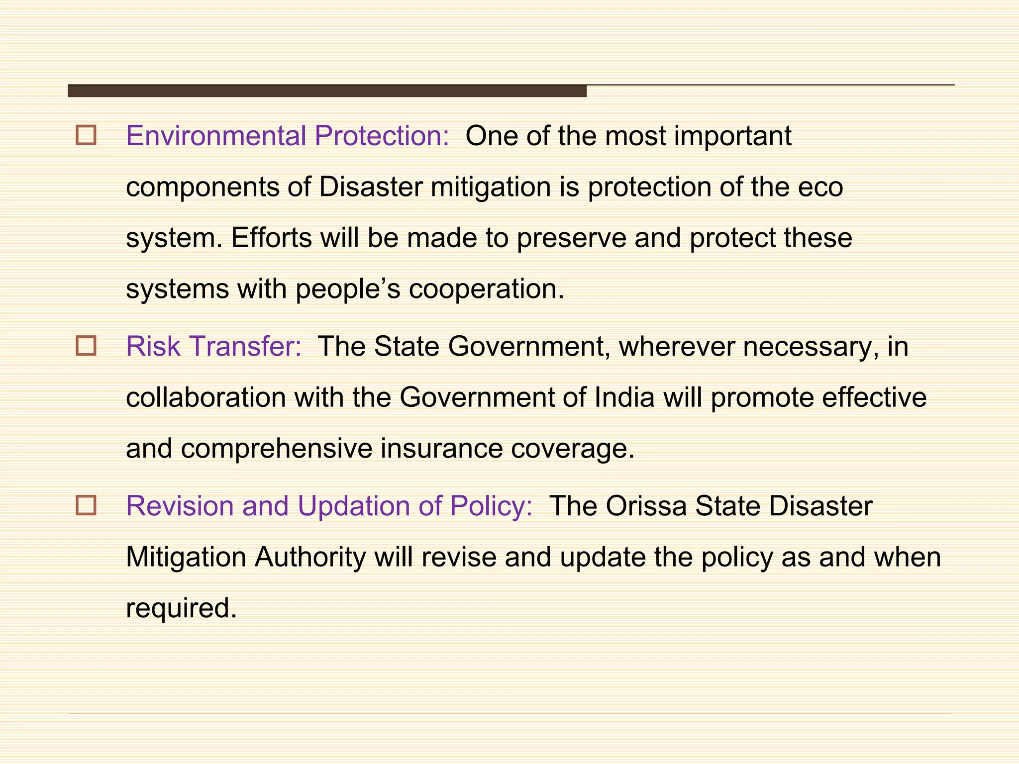 Odisha Disaster Management Policy | PPTX
