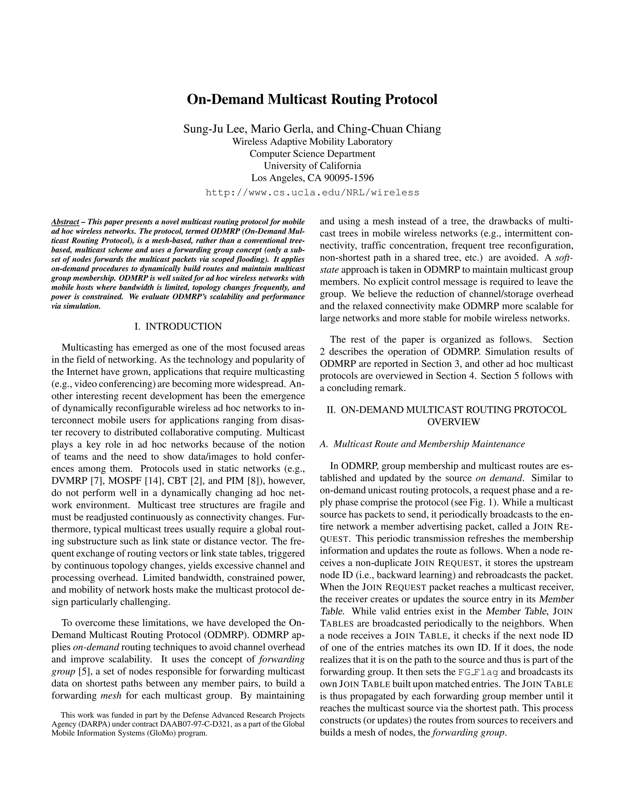 On-Demand Multicast Routing Protocol | PDF