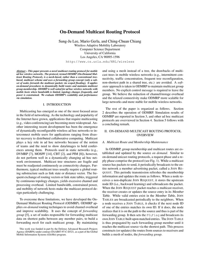 On-Demand Multicast Routing Protocol | PDF | Computer Networking | Computing