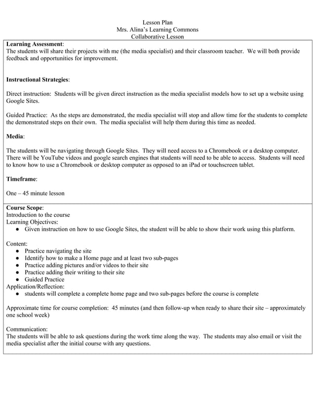 Collaborative Lesson Plan | PDF