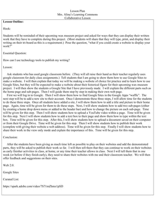 Collaborative Lesson Plan | PDF