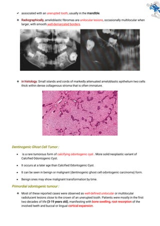 Odontogenic tumor ( Essential, Histologic, Radiographic features) | PDF ...