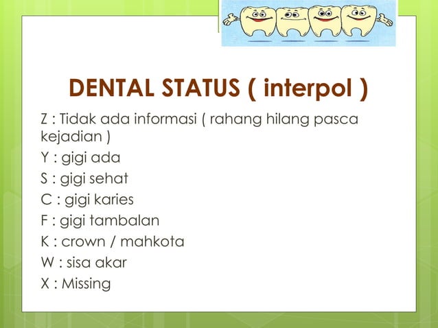 Rekam Medik Gigi " Odontogram " Permenkes NOMOR 269 / MENKES / PER ...