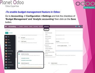 Odoo 13 Accounting | Budget | Assets | Accounting Reports | PPTX