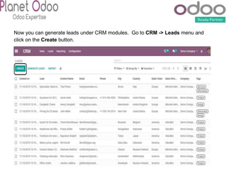 Odoo 13 crm manage leads and opportunity | PPT