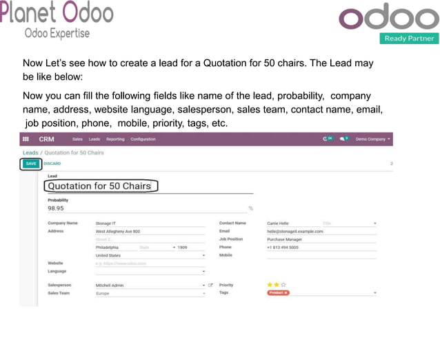 Odoo 13 crm manage leads and opportunity | PPT