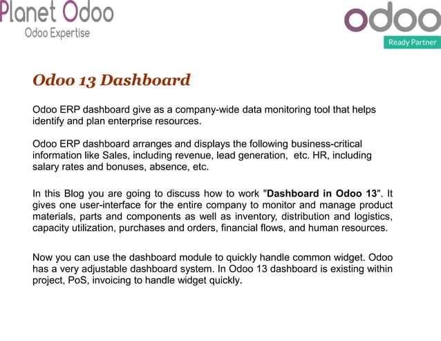 Odoo 13 dashboard | PPT