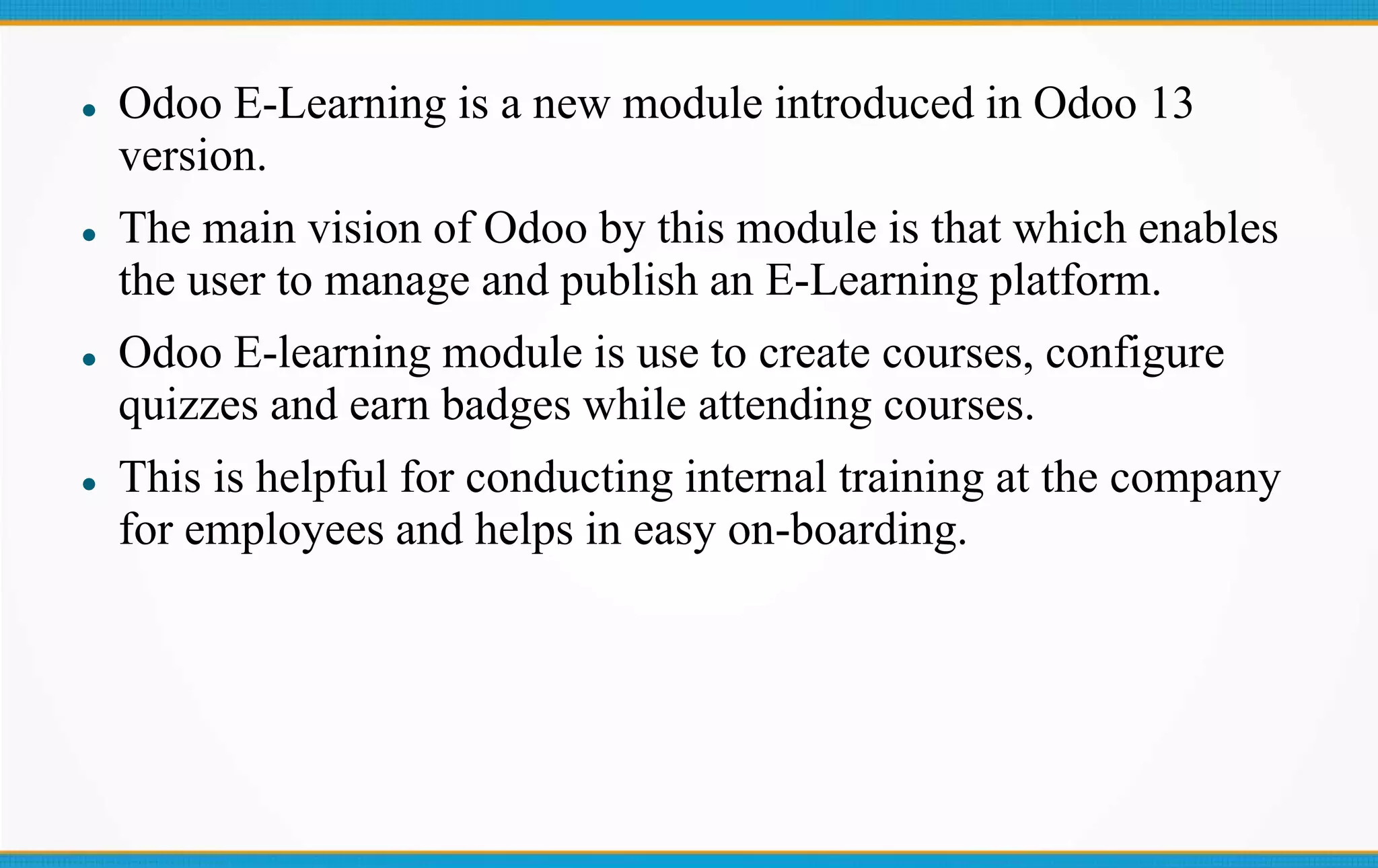 Odoo 13 Elearning | PPT