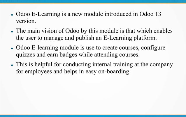 Odoo 13 Elearning | PPT | Web Development | Internet