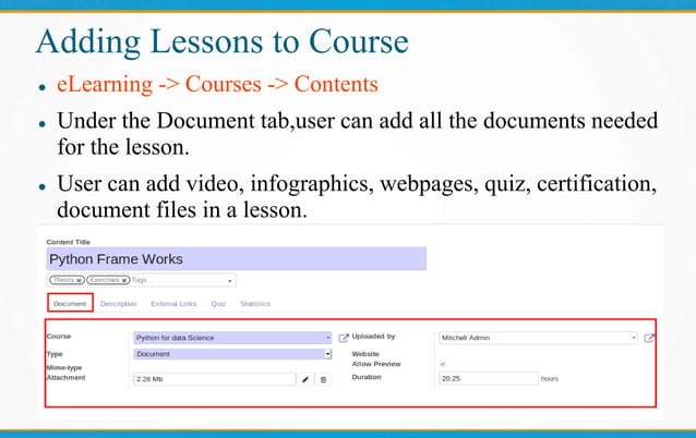Odoo 13 Elearning | PPT | Web Development | Internet