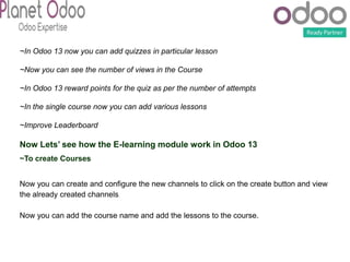 Odoo 13 e learning module | PPT