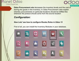 Odoo 13 inventory using routes (procurement, & push rules) | PPT