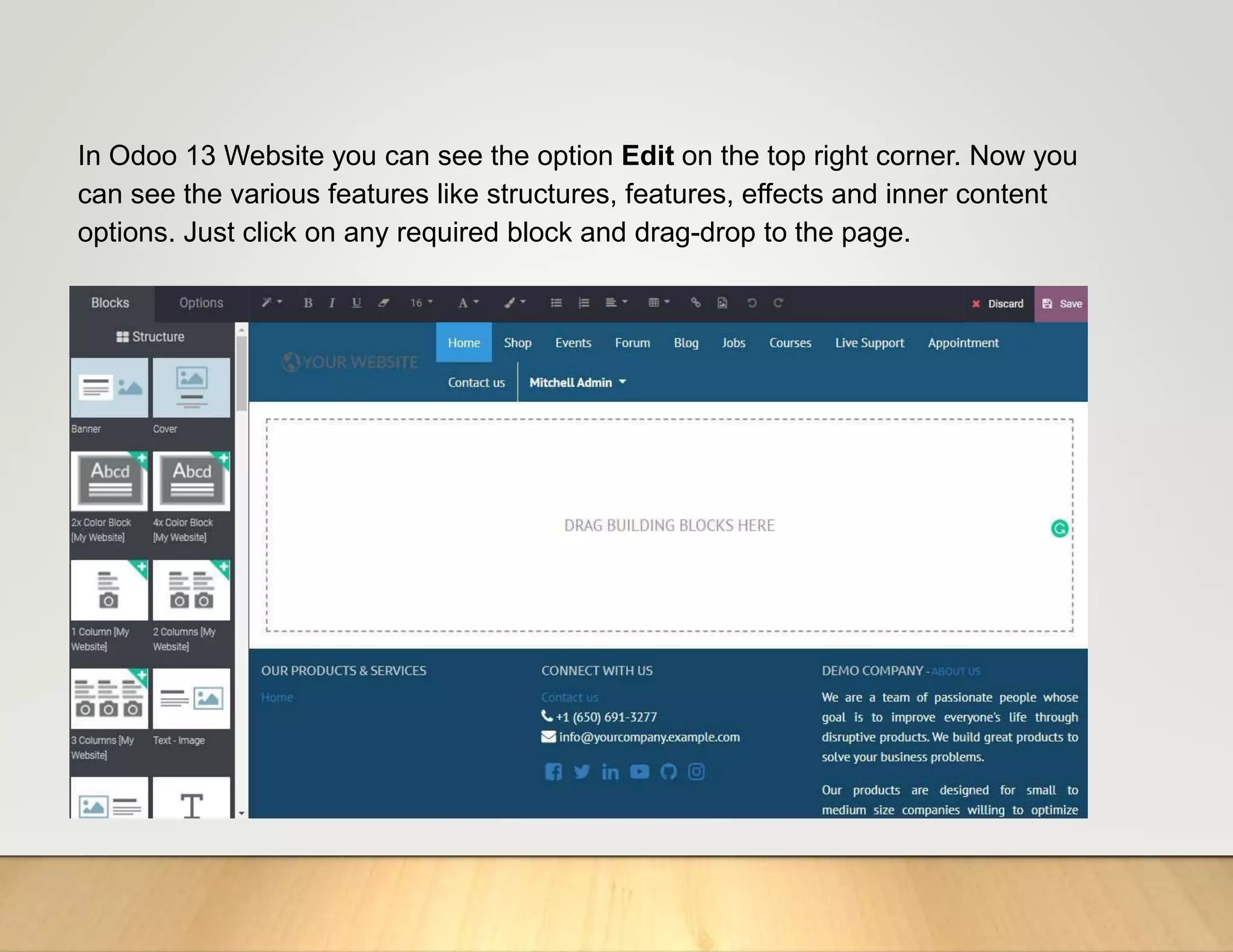 Odoo 13 website form builder | PPTX | Web Development | Internet