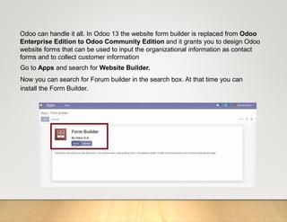 Odoo 13 website form builder | PPTX | Web Development | Internet