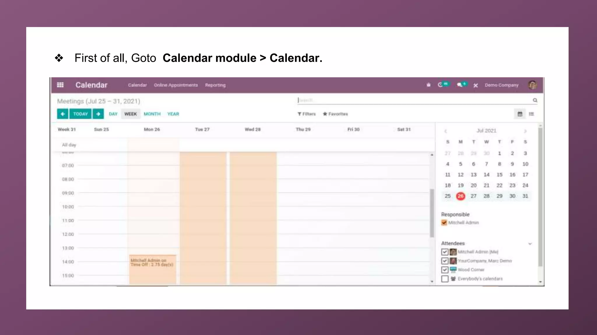 Odoo 14 Calendar | PPTX