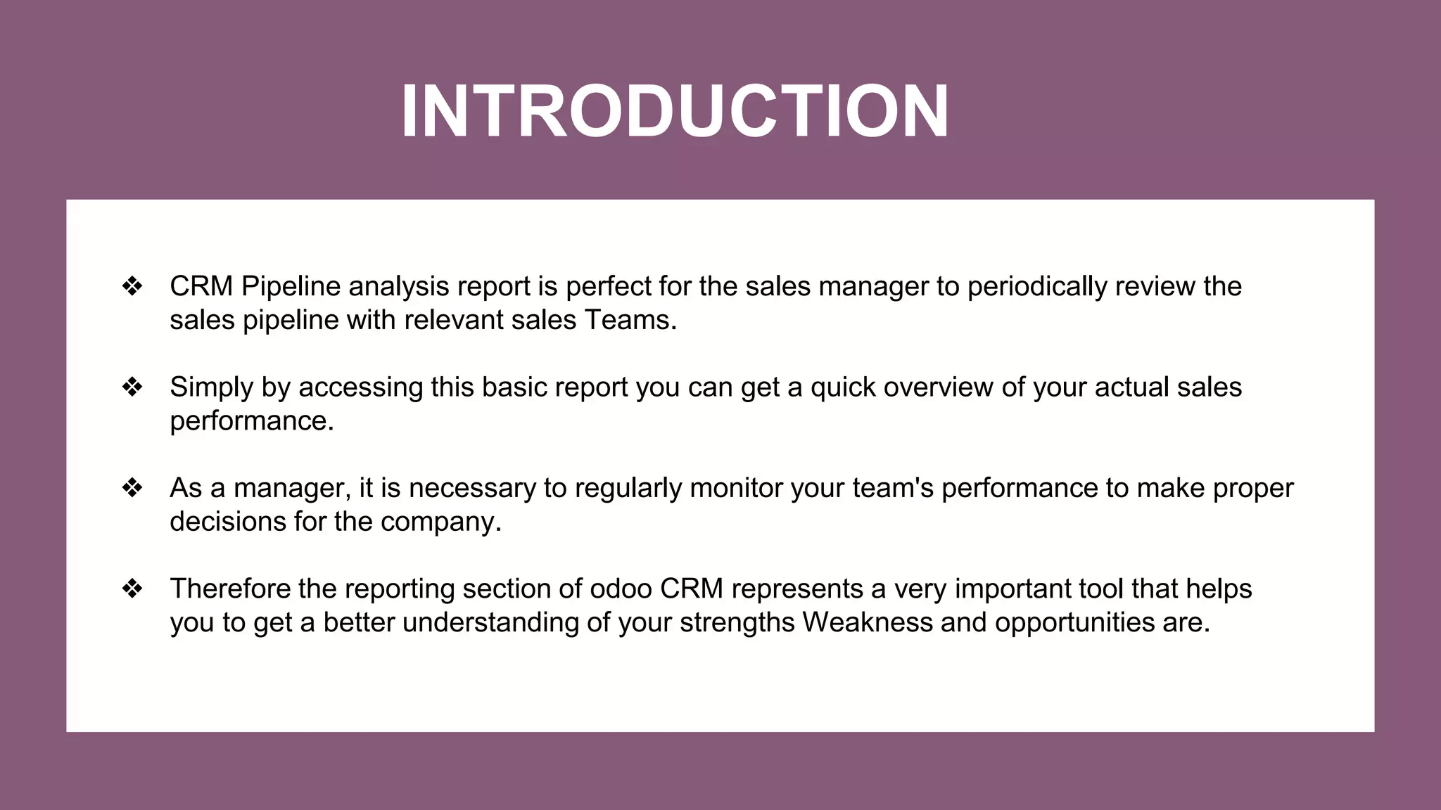 Odoo 15 CRM Pipeline Analysis Report | Odoo 15 Enterprise | PPTX ...
