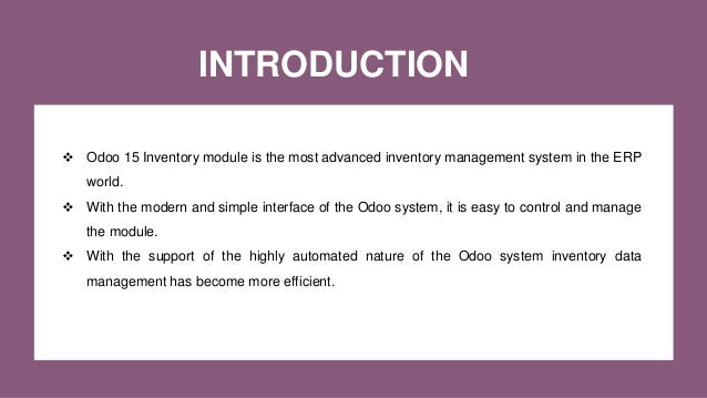 What is Odoo 15 Inventory management | PPTX