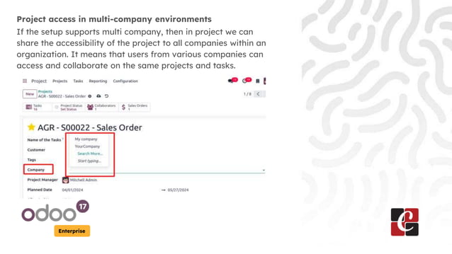 Odoo 17 Project Module : New Features - Odoo 17 Slides | PPTX