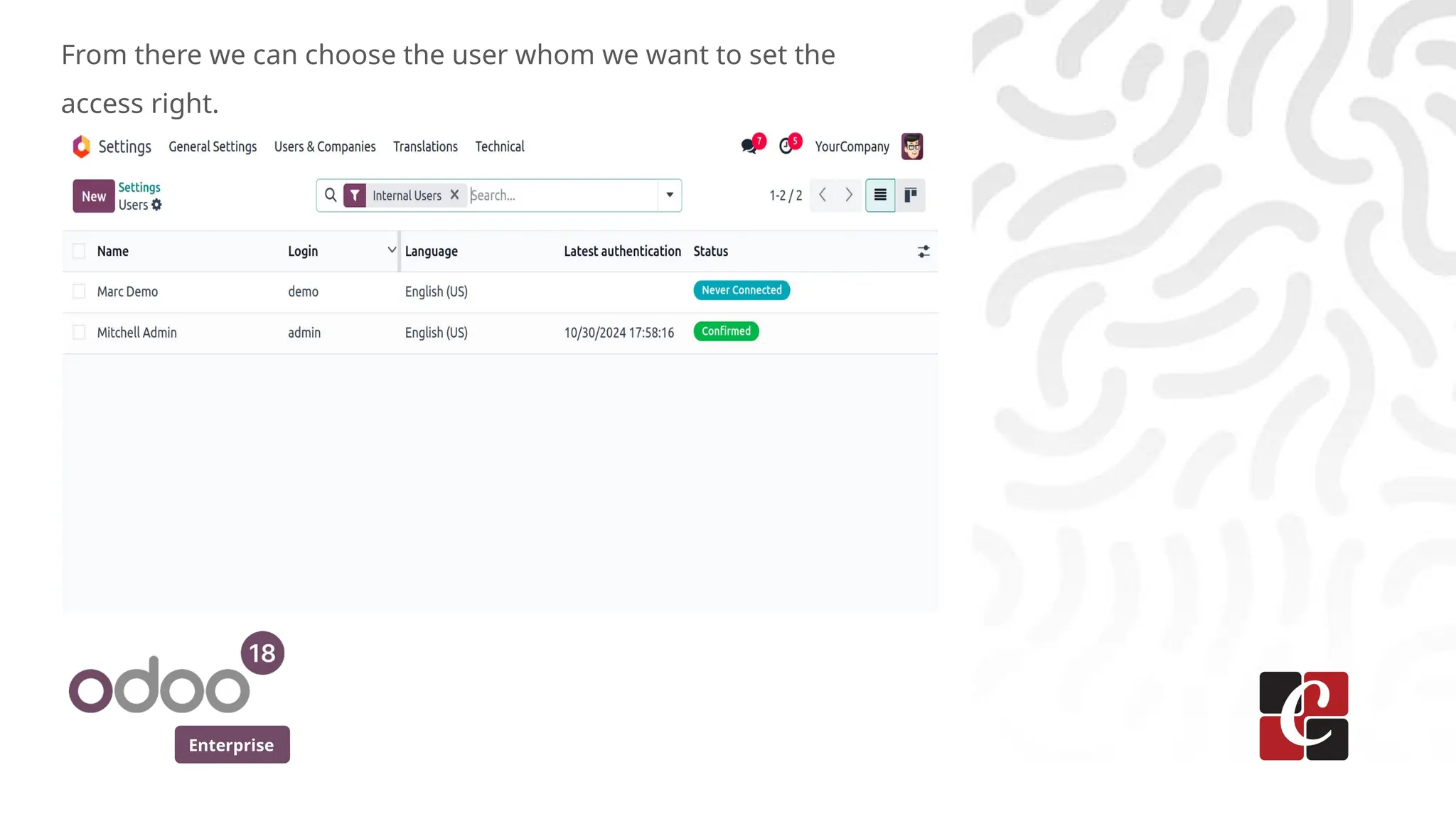 Odoo 18 Accounting Access Rights - Odoo 18 Slides | PPTX