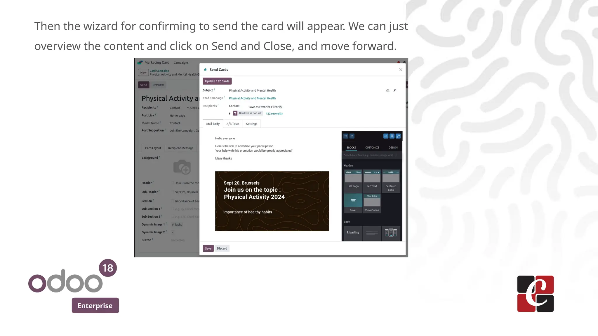 Odoo 18 Marketing Card App - Odoo 18 Slides | PPTX