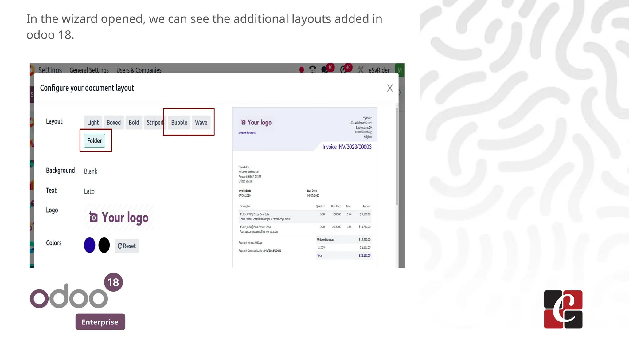 Odoo 18 New Report Layouts & Fonts - Odoo Slides | PPTX | Desktop Publishing | Computer Software ...