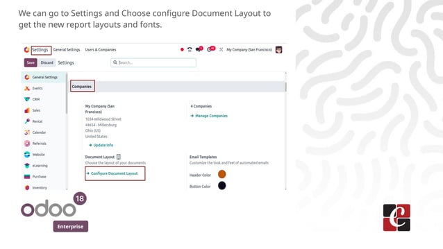 Odoo 18 New Report Layouts & Fonts - Odoo Slides | PPTX | Desktop Publishing | Computer Software ...