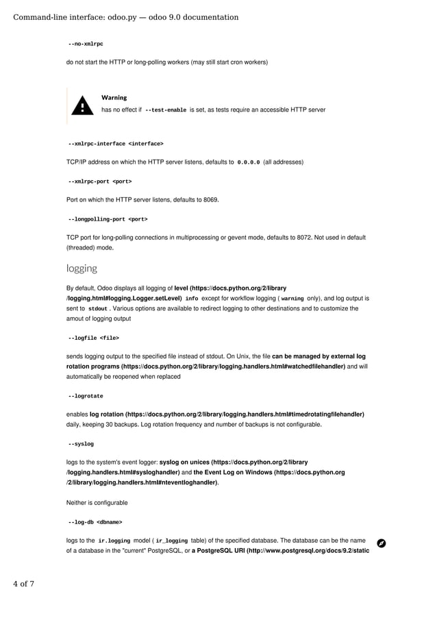 Odoo command line interface | PDF | Databases | Computer Software and Applications