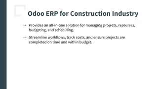 Odoo Construction Management System by CandidRoot | PDF