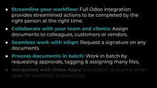 Odoo Documents Workshop - Digitize your Business | PPT