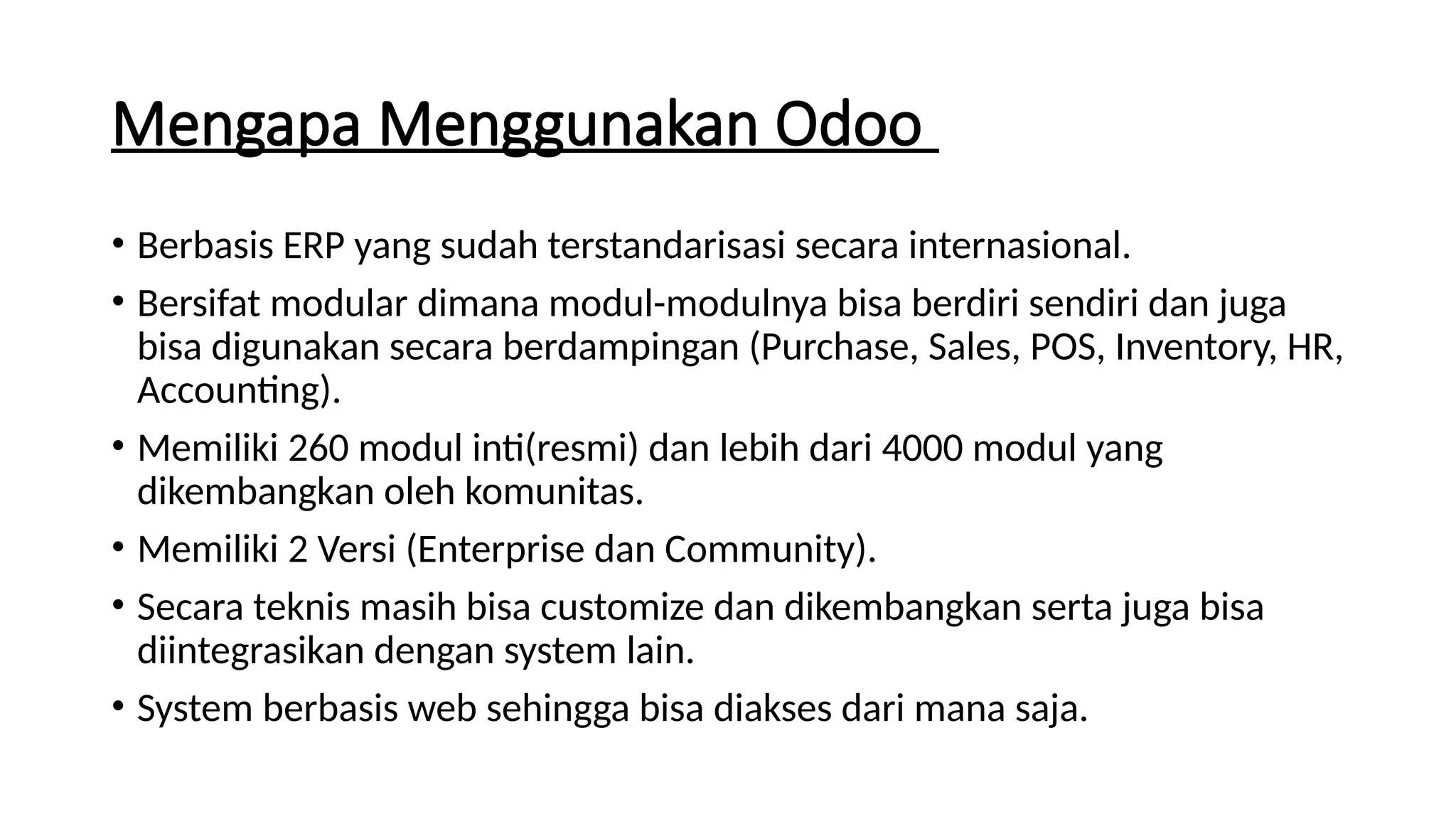odoo ERP Basic Modul Presentasi ( Odoo Standard) | PPTX