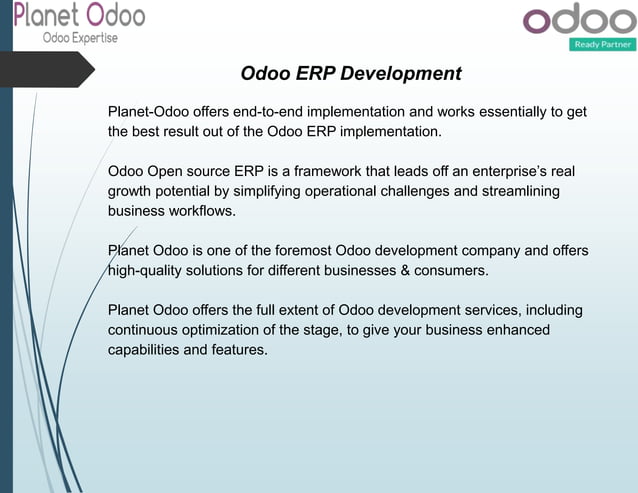 Odoo erp development services by planet odoo | PPT