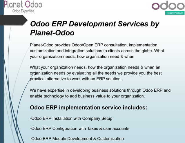 Odoo erp development services by planet odoo | PPT