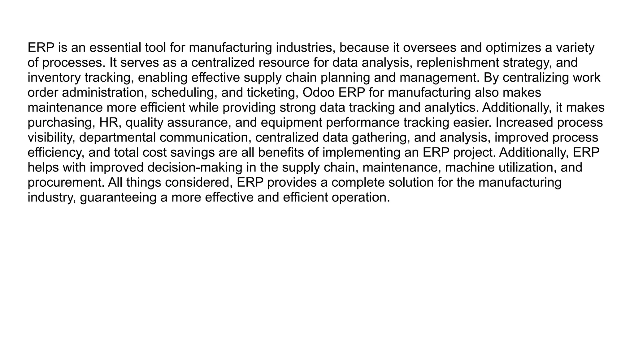 Odoo ERP for Manufacturing Banibro IT Solutions | PPT