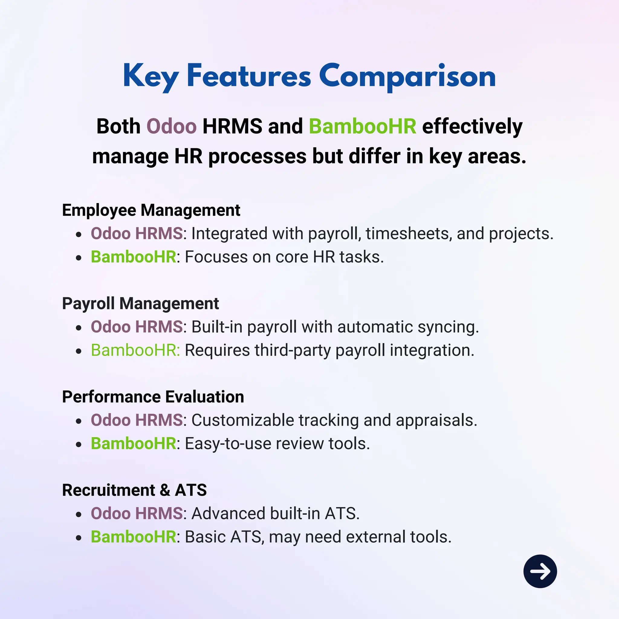 Odoo HRMS vs BambooHR: 2024 Mega Comparison | PDF