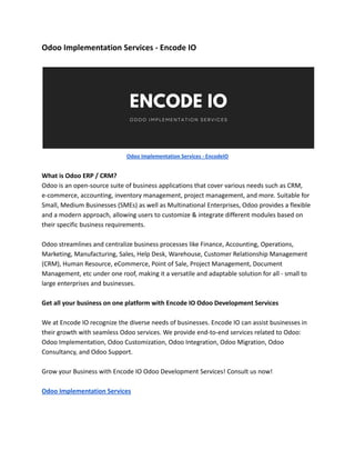 Odoo Implementation Services - Encode IO | PDF