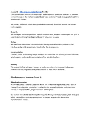 Odoo Implementation Services - Encode IO | PDF
